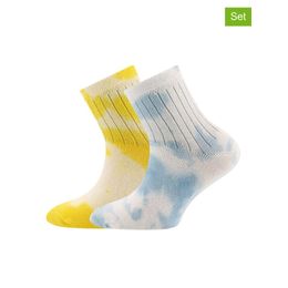 Ewers 2er-Set: Socken "Batik" in Blau/Gelb - 42% | Gr&ouml;&szlig;e 31-34 | Kinder-socken-strumpfhosen
