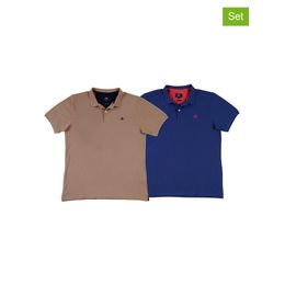 The Time of Bocha 2er-Set: Poloshirts in Beige/ Blau - 79% | Gr&ouml;&szlig;e XXL | Herren-plussize