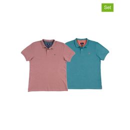 The Time of Bocha 2er-Set: Poloshirts in T&uuml;rkis/ Rosa - 79% | Gr&ouml;&szlig;e XXL | Herren-plussize