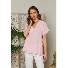 Lin Passion Leinen-Bluse in Rosa - 74% | Gr&ouml;&szlig;e 38/40 | Damen-blusen