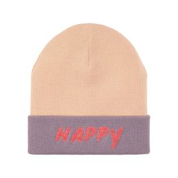 L&auml;ssig L&auml;ssig Wollbeanie "Little Gang Happy" in Lila/ Rosa - 25% | Gr&ouml;&szlig;e 52-56 cm | Kindermuetzen