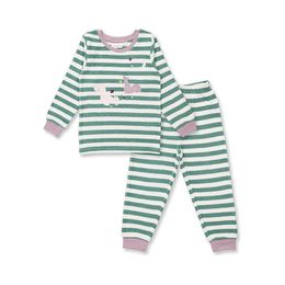 Sense Organics Pyjama "Long John" in Creme/ Gr&uuml;n - 66% | Gr&ouml;&szlig;e 122/128 | Kinder-waesche