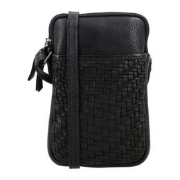 HIDE & STITCHES Leder-Handytasche "Inspired by illusion" in Schwarz - (B)12 x (H)20 x (T)4 cm - 60% | Damen-handytaschen
