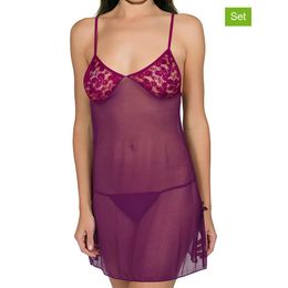 INTIMAX 2tlg. W&auml;sche-Set "Sexy Babydoll" in Pflaume - 88% | Gr&ouml;&szlig;e S/M | Damen-dessous