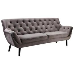 Stylife Chesterfield, Grau, Schwarz, Textil, Eukalyptusholz, massiv, 196x90x90 cm, Wohnzimmer, Sofas & Couches, Sofas, Chesterfield Sofas