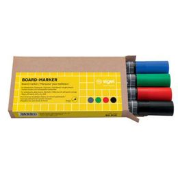 Board-Marker Sigel, 4er Set, Rundspitze: 2-3 mm, leicht abwischbar, farbsortiert