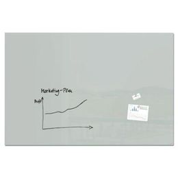 Sigel Glas-Whiteboard Artverum, gl&auml;nzend, grau, magnethaftend, 1800 x 1200 mm + 2 SuperDym-Magnete