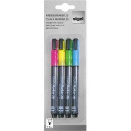 Sigel Hochwertige Kreidemarker, 1 - 2 mm, farbig sortiert, 4 St&uuml;ck