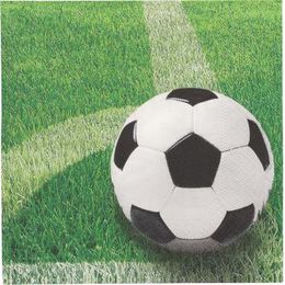 Papstar Servietten &bdquo;Football&ldquo;, 3-lagig, 1/4-Falz, FSC&reg;-zertifiziert, B 330 x H 330 mm, Tissue, mehrfarbig bedruckt, 20 St&uuml;ck