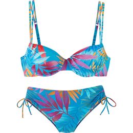 Lascana Damen B&uuml;gel-Bikini blau bedruckt Gr&ouml;&szlig;e 38F
