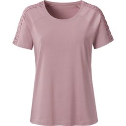 CR&Eacute;ATION L Damen Shirt mit Spitzeneins&auml;tzen mauve Gr&ouml;&szlig;e 38