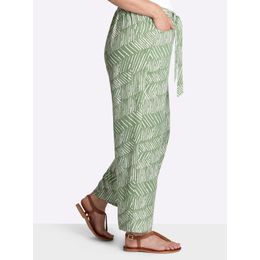 sheego Damen 7/8-Hose mit Alloverprint und Bindeg&uuml;rtel eucalyptus-ecru-bedruckt Gr&ouml;&szlig;e 50