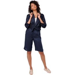 CREATION L PREMIUM Damen Leinenbluse mit Spitze und Biesen marine Gr&ouml;&szlig;e 50