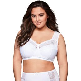 sheego Damen B&uuml;gelloser BH mit Spitze, wattierte Cups wei&szlig; Gr&ouml;&szlig;e 95B