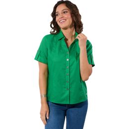 CR&Eacute;ATION L Damen Kurzarm-Bluse im Baumwoll-Leinen-Mix grasgr&uuml;n Gr&ouml;&szlig;e 54
