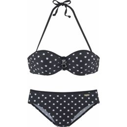 Lascana Damen B&uuml;gel-Bandeau-Bikini schwarz-wei&szlig; Gr&ouml;&szlig;e 34E