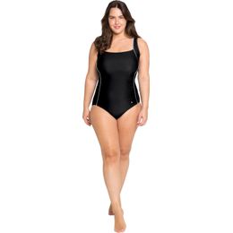 sheego Damen Badeanzug mit Kontrastpaspeln und Shaping-Effekt schwarz Gr&ouml;&szlig;e 40F