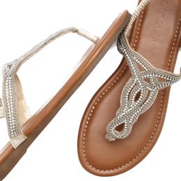 Lascana Damen Zehentrenner beige Gr&ouml;&szlig;e 43