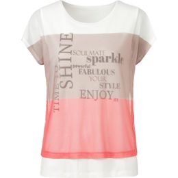 Heine Damen Print-Shirt im Lagenlook ecru-sesam-bedruckt Gr&ouml;&szlig;e 46