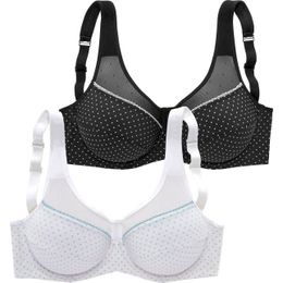 Petite Fleur Damen B&uuml;gel-BH schwarz-wei&szlig;+wei&szlig;-t&uuml;rkis Gr&ouml;&szlig;e 90C