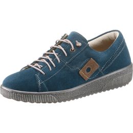 Damen Slipper aus Nubukleder mittelblau Gr&ouml;&szlig;e 36