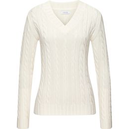 Lascana Damen V-Ausschnitt-Pullover creme Gr&ouml;&szlig;e 32/34
