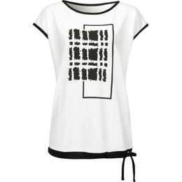 CR&Eacute;ATION L Damen Kurzarmshirt mit platziertem Druck ecru-schwarz Gr&ouml;&szlig;e 38