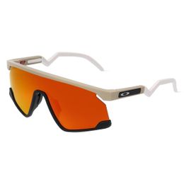Oakley OO9280 BXTR | Unisex-Sonnenbrille | Fassung: Randlos, Monoscheibe, Kunststoff, Beige Matt | Glasfarbe: Blau