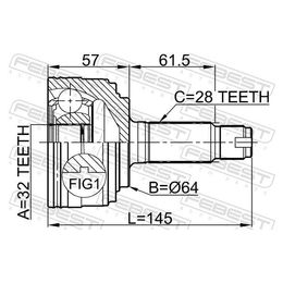 FEBEST Gelenksatz, Antriebswelle 0310033 Vorderachse f&uuml;r HONDA