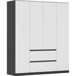 Dreht&uuml;renschrank Rauch "Schrank Garderobe MAINZ Breiten 91/136/181/226/271/315/360, H&ouml;he 210cm", graumetallic, alpinwei&szlig;, B:181cm H:210cm T:54cm, Holzwerkstoff, Schr&auml;nke, Dreht&uuml;renschrank, grifflose Front, Au&szlig;ent&uuml;ren mit Push-to-Open Funktion MADE IN GERMANY