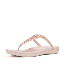 Zehentrenner fitflop "SOLAY MIXED-CRYSTAL TOE-POST SANDALS", Herren, Gr. 36, nude rose, Textil, Glitzer, Schuhe Zehentrenner, Dianette, Schlupfschuh, Sommerschuh mit edlem Glitter