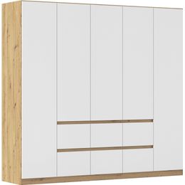 Dreht&uuml;renschrank Rauch "Schrank Garderobe MAINZ Breiten 91/136/181/226/271/315/360, H&ouml;he 210cm", eiche artisan, alpinwei&szlig;, B:226cm H:210cm T:54cm, Holzwerkstoff, Schr&auml;nke, Dreht&uuml;renschrank, grifflose Front, Au&szlig;ent&uuml;ren mit Push-to-Open Funktion MADE IN GERMANY