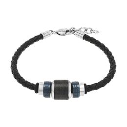 Lederarmband Tom Tailor "Schmuck Geschenk Edelstahl Leder Kautschuk", edelstahlfarben, schwarz, blau, Armb&auml;nder, Herren, 22cm, Edelstahl Kautschuk Leder, Edelstahl, Kautschuk, Leder, Lederarmband