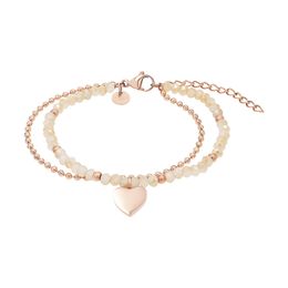 Armband Tom Tailor "Schmuck Geschenk Edelstahl Herz", ros&eacute;goldfarben, apricot, apricot, Armb&auml;nder, Damen, 20cm, Edelstahl, Armband, mit Glassteine
