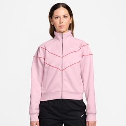 Trainingsjacke Nike Sportswear "W NSW NK WR POLY KNIT JKT", Gr. L, pink foam, lt crimson, sail, Interlock, Obermaterial: 96% Polyester, 4% Elasthan, kontrastfarbene Details, unifarben, Basic normal, B&uuml;ndchen, Jacken Trainingsjacke, sportlicher Stil, mit Stehkragen, wasserabweisend, windabweisend