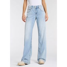 5-Pocket-Jeans Herrlicher "Edna Denim Light", Damen, Gr. 27, L&auml;nge 34, sporty sky, Denim/Jeans, Obermaterial: 50% Baumwolle, 40% Lyocell, 10% Modal, Jeans 5-Pocket-Jeans, mit ausgestelltem Bein