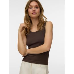 V&eacute;ro Moda Tanktop VERO MODA "VMCHLOE SL SHORT TANK TOP NOOS", Damen, Gr. L, chocolate braun, Jersey, Obermaterial: 95% Baumwolle, 5% Elasthan, unifarben, relaxed fit normal, tiefer Rundhals, Tops Tanktop, Baumwollmischung