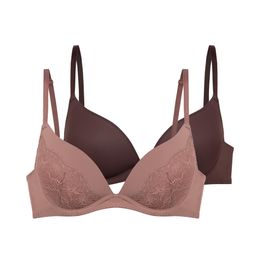 Push-up-BH Dorina "Willa", Damen, Gr. 70, Cup D, pink, braun, Microtouch, Obermaterial: 65% Polyamid, 25% Polyester, 10% Elasthan, BHs Push-up-BH, leicht gepolsterte Cups, mit B&uuml;gel