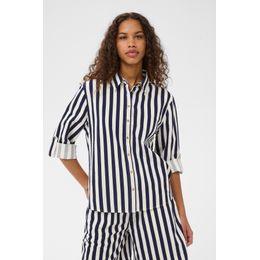 Hemdbluse Saint Tropez "ZalindaSZ Shirt", Damen, Gr. L, eclipse ice stripe, Web, Obermaterial: 100% Baumwolle, gestreift, h&uuml;ftlang, Rundhals, mit Aufschlag, Blusen Hemdbluse