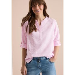 Hemdbluse Cecil, Damen, Gr. L (42), light blush rose, Web, Obermaterial: 78% Baumwolle, 22% Modal, gestreift, l&auml;ssig geschnitten h&uuml;ftbedeckend, Rundhals, 1-Knopf-Manschette, Blusen Hemdbluse, 3/4-Arm Sommerbluse mit Turn-Up und Streifenmuster