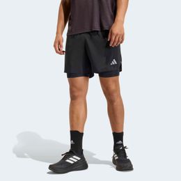 Laufshorts adidas Performance "ADI365 RUNNING ESSENTIALS 2IN1", Herren, Gr. L, N-Gr, schwarz, normal, gr., Obermaterial: 100% Polyester, Hosen