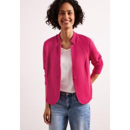 Jerseyblazer Street One, Damen, Gr. 44, magenta dream, Web, Obermaterial: 71% Polyester, 26% Viskose, 3% Elasthan, unifarben, tailliert h&uuml;ftbedeckend, tiefer V-Ausschnitt, abgesteppte Kante, Blazer, mit Struktur