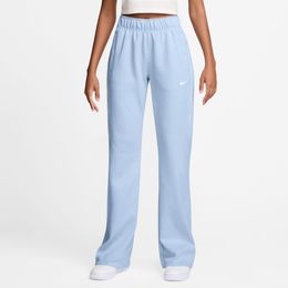 Sporthose Nike Sportswear "W NSW NK WR MR POLY KNIT PNT", Damen, Gr. L, N-Gr, hydrogen blu, Obermaterial: 96% Polyester, 4% Elasthan, Hosen Sporthose, sportlicher Stil