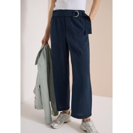 Culotte Cecil "Neele", Damen, Gr. L (42), L&auml;nge 26, universal blau, Web, Obermaterial: 76% Viskose, 24% Polyamid, Strukturmuster, unifarben, loose fit kn&ouml;chelfrei, Hosen Culotte, Wide Leg, Loose Fit - l&auml;ssig und bequem