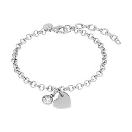 Armband Tom Tailor "Schmuck Geschenk Edelstahl Herz", edelstahlfarben, kristallwei&szlig;, kristallwei&szlig;, Armb&auml;nder, Damen, 20cm, Edelstahl, Armband, mit Kristallglas