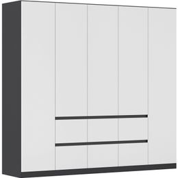 Dreht&uuml;renschrank Rauch "Schrank Garderobe MAINZ Breiten 91/136/181/226/271/315/360, H&ouml;he 210cm", graumetallic, alpinwei&szlig;, B:226cm H:210cm T:54cm, Holzwerkstoff, Schr&auml;nke, Dreht&uuml;renschrank, grifflose Front, Au&szlig;ent&uuml;ren mit Push-to-Open Funktion MADE IN GERMANY