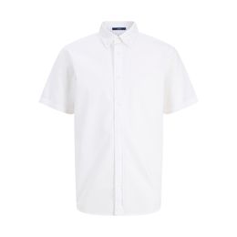 Jack & Jones Kurzarmhemd JACK & JONES "JPRBLUHARVEY OXFORD S/S SHIRT", Herren, Gr. L, N-Gr, wei&szlig; fit:regular fit, Web, Obermaterial: 97% Baumwolle, 3% Elasthan, unifarben, regular fit normal, ohne Ausschnitt, gerader Abschluss, Hemden, mit Button-Down Kragen