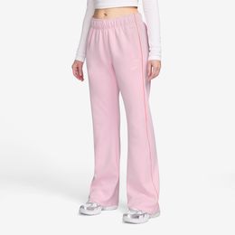 Sporthose Nike Sportswear "W NSW NK WR MR POLY KNIT PNT", Damen, Gr. L, N-Gr, pink foam, lt, Obermaterial: 96% Polyester, 4% Elasthan, Hosen Sporthose, sportlicher Stil