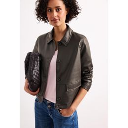 Blouson Street One, Damen, Gr. 42, espresso braun, Web, Obermaterial: 100% Polyester. Futter: 100% Polyester, unifarben, gerade h&uuml;ftbedeckend, Rundhals, abgesteppte Kante, Jacken Blouson, im Leder-Look mit Kn&ouml;pfen