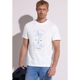 T-Shirt Street One MEN, Damen, Gr. L (42), hellwei&szlig;, Web, 100% Baumwolle, bedruckt, comfort fit normal, Rundhals, normaler Saum, Shirts T-Shirt, mit Rundhalsausschnitt